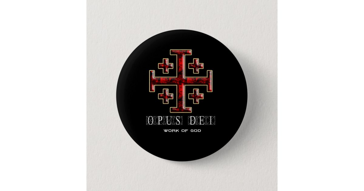 The Jerusalem Cross - ver 1 - Opus Dei - Black 6 Cm Round Badge | Zazzle