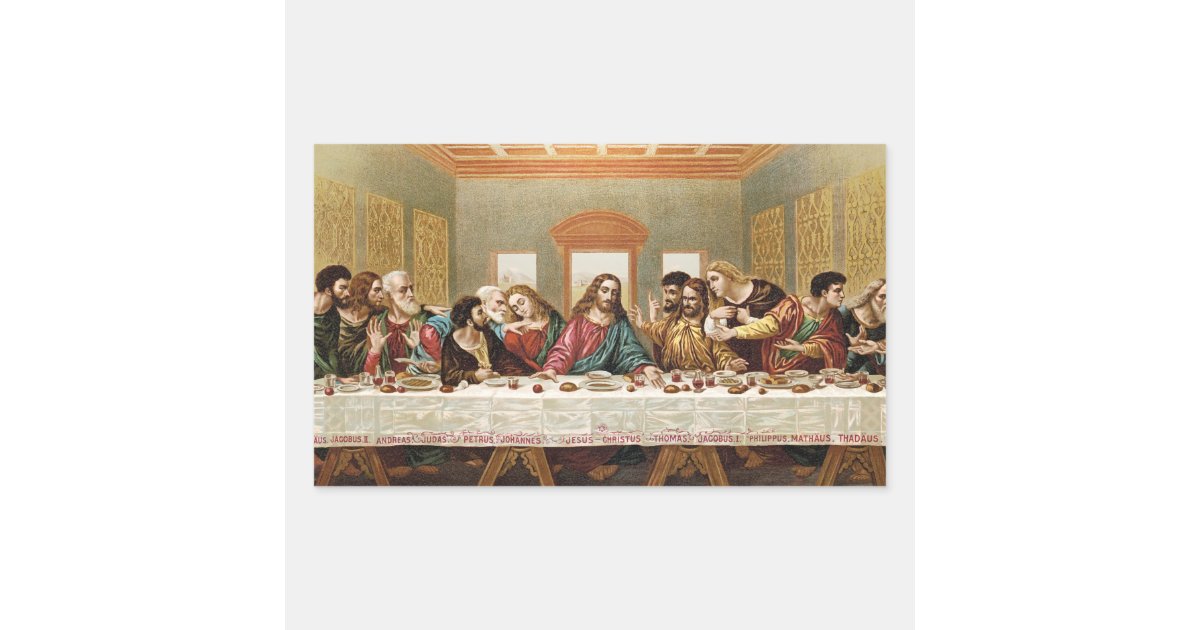 The Last Supper Vintage Art Rectangular Sticker | Zazzle