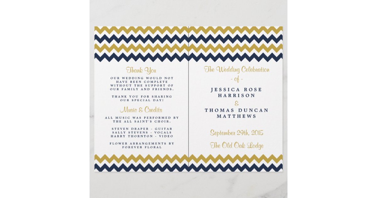 The Modern Chevron Wedding Collection- Navy & Gold | Zazzle