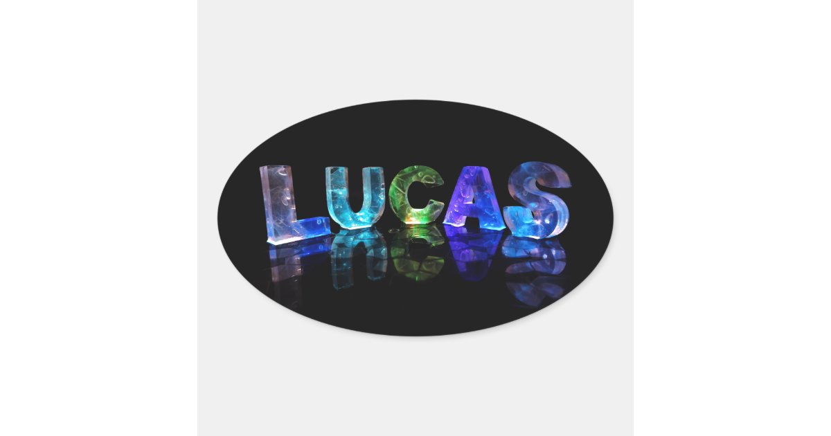 The Name Lucas in 3D Lights (Photograph) Oval Sticker | Zazzle