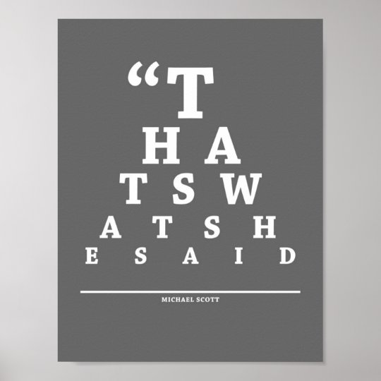 The Office Eye Exam Chart Zazzle co uk