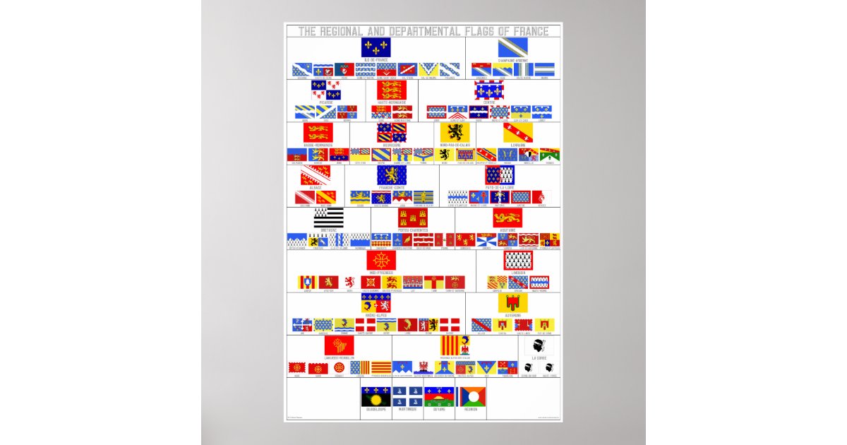 The Regional and Departmental Flags of France Poster | Zazzle