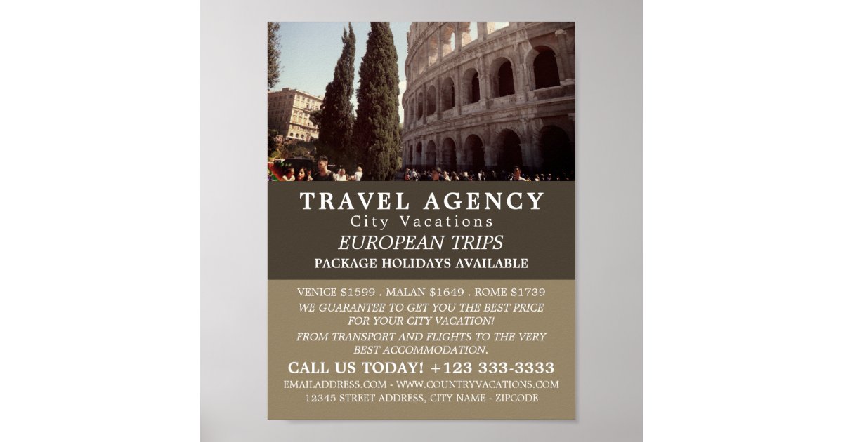 The Roman Colosseum, Travel Agency Advertising Poster | Zazzle