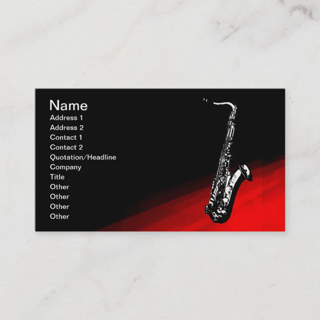 The Saxophone Business Card | Zazzle