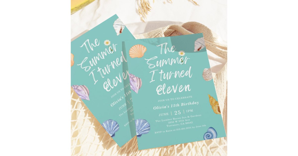 The Summer I Turned Eleven 11th Birthday Invitation | Zazzle