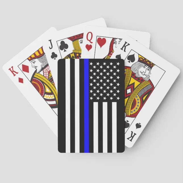 The Symbolic Thin Blue Line American Flag Playing Cards | Zazzle