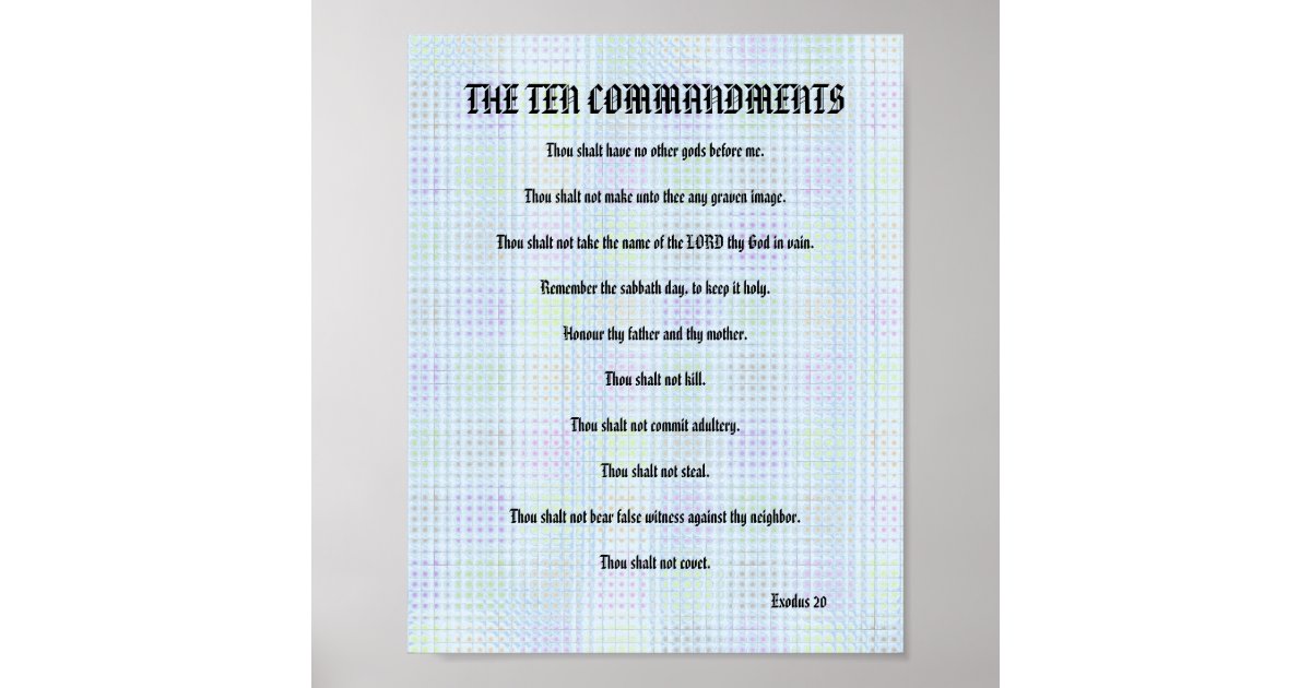 The Ten Commandments - Blue Grid Poster | Zazzle