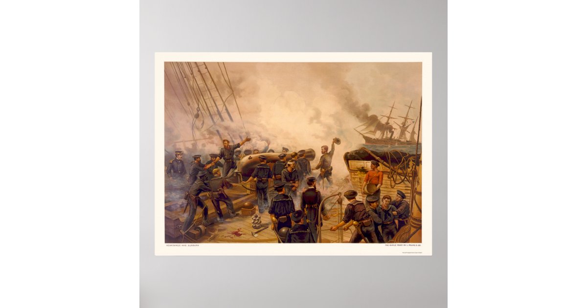 The USS Kearsarge Sinks the CSS Alabama in 1864 Poster | Zazzle