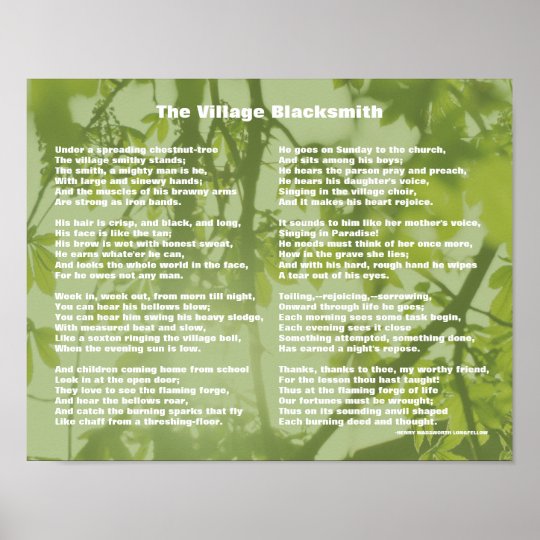 The Village Blacksmith Poem Poster | Zazzle.co.uk