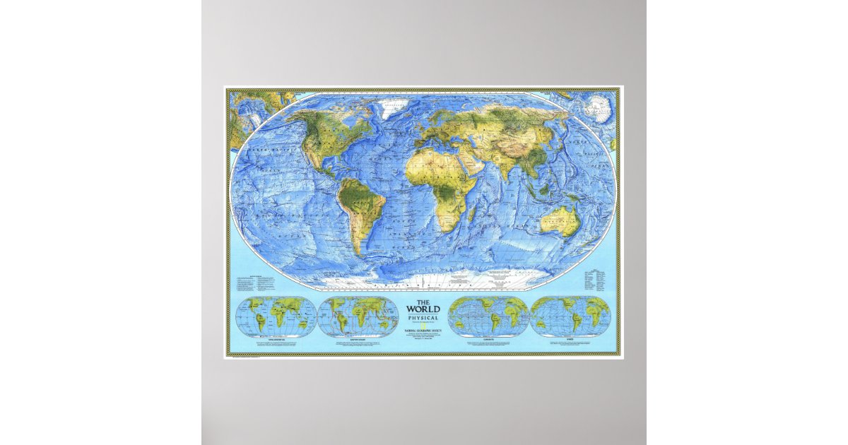 " The World: 1994 Physical MAP ... Poster | Zazzle