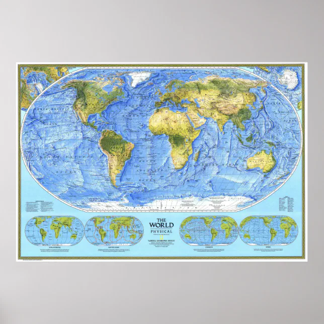 " The World: 1994 Physical MAP ... Poster | Zazzle