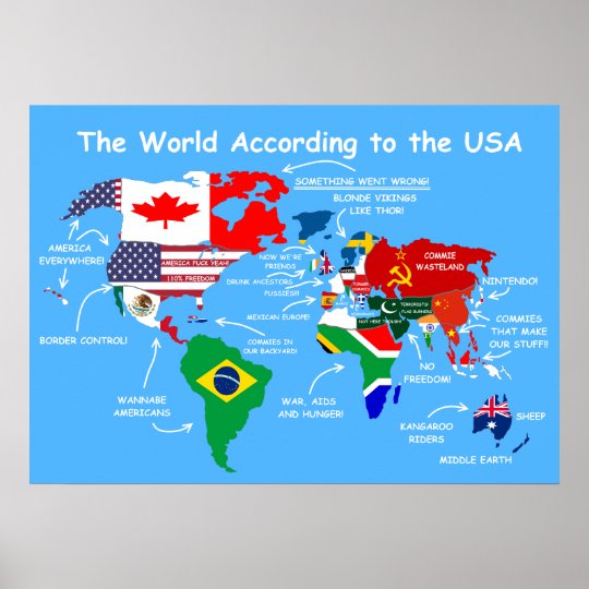 The World According to the USA Poster | Zazzle.co.uk