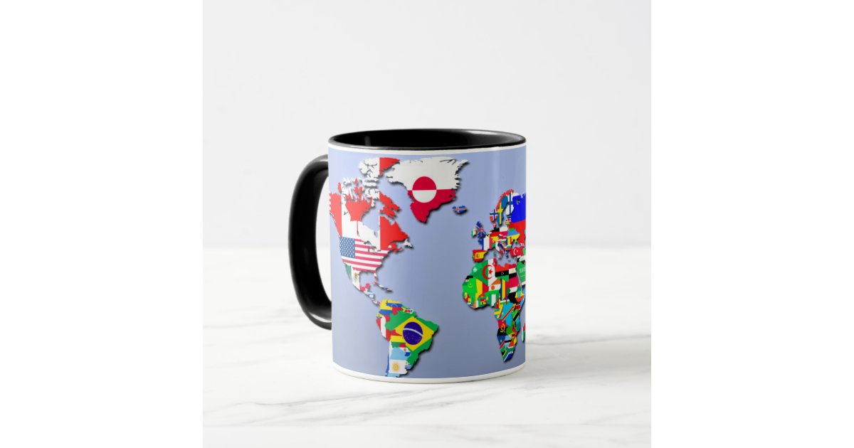 The World Map With Their Flags Mug | Zazzle