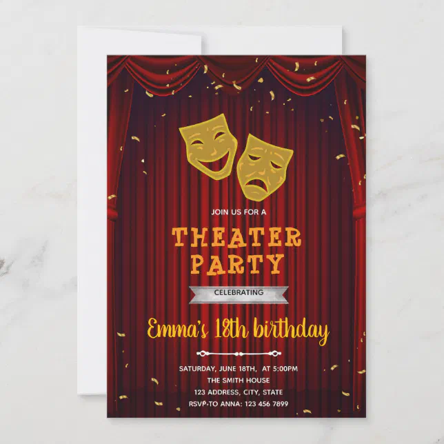 Theatre birthday invitation | Zazzle