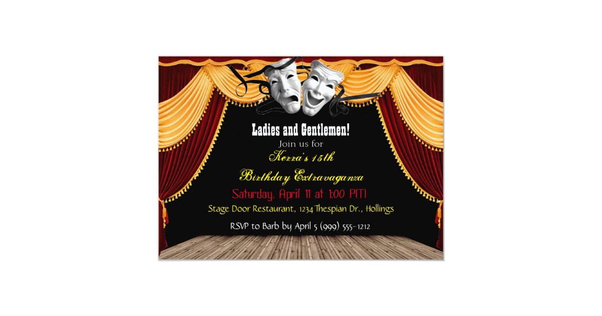 Theatrical Party Invitations | Zazzle.co.uk