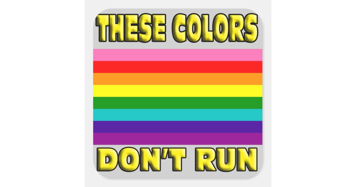 These colours don't run! Original 8 striped LGBT Square Sticker | Zazzle
