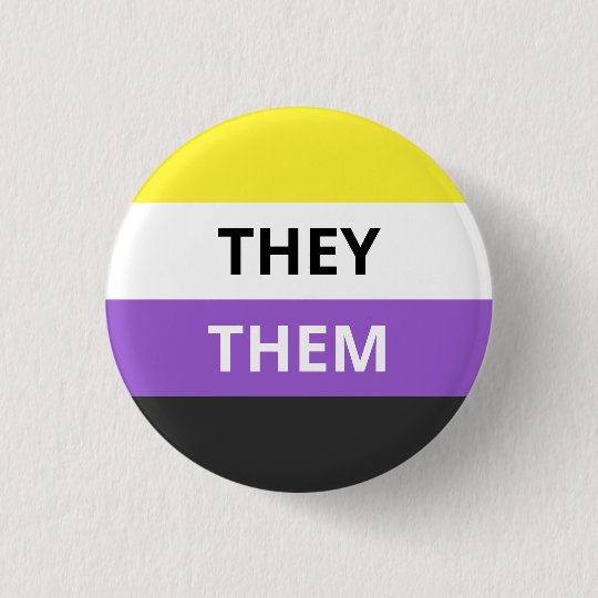 They/Them Pronouns Non-Binary Flag Badge | Zazzle.co.uk