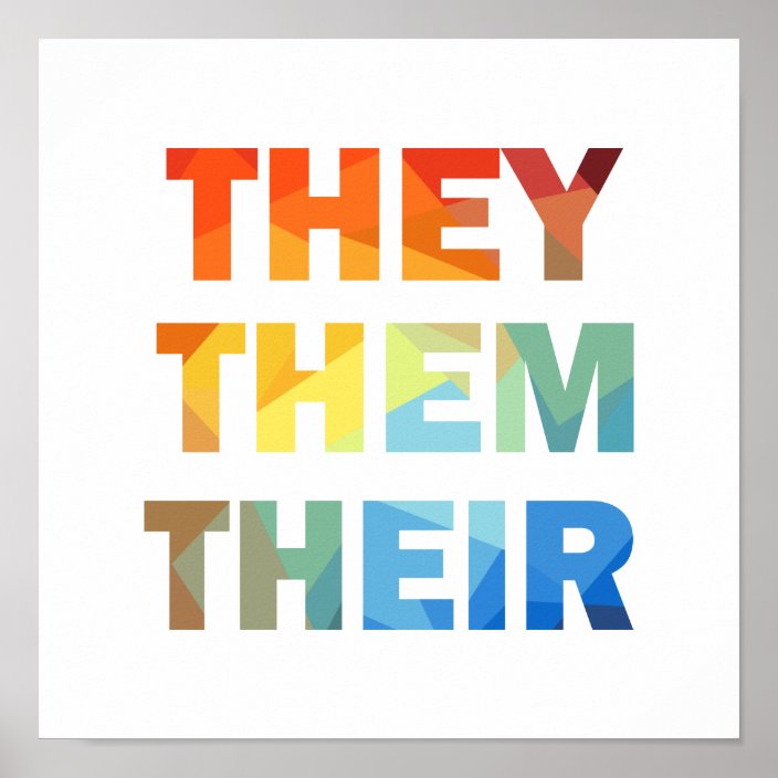 They Them Their Gender Pronouns Poster | Zazzle.co.uk