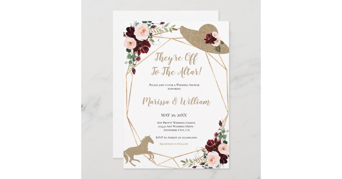 They're Off To The Altar Horse Race Wedding Shower Invitation | Zazzle