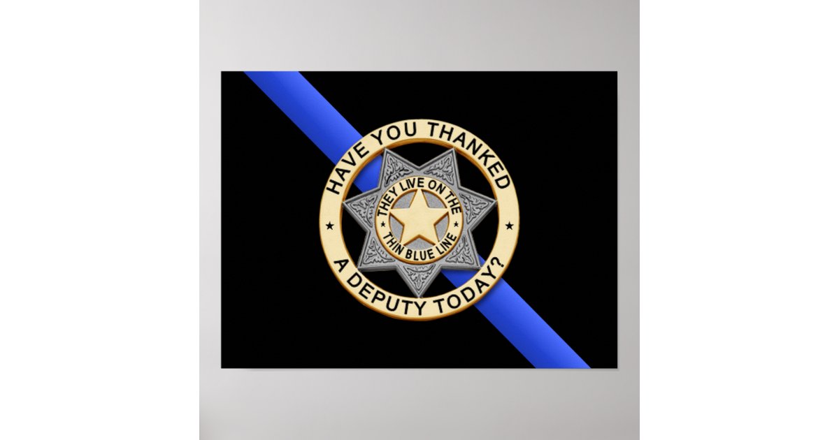 Thin Blue Line Flag & Badge Poster | Zazzle