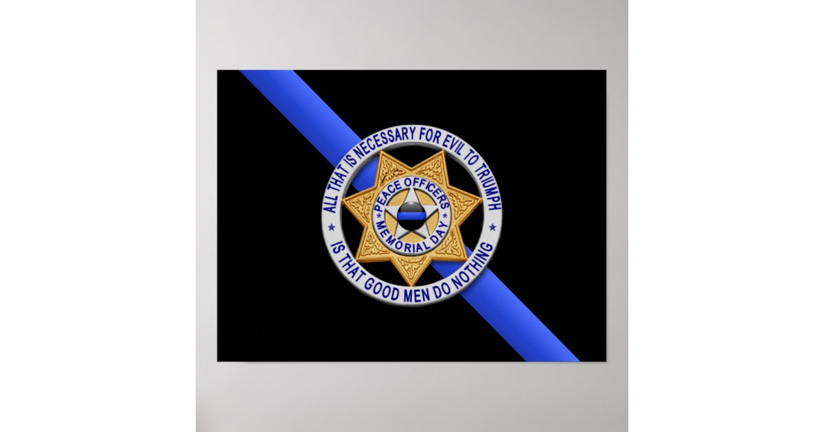 Thin Blue Line Flag & Badge Poster | Zazzle