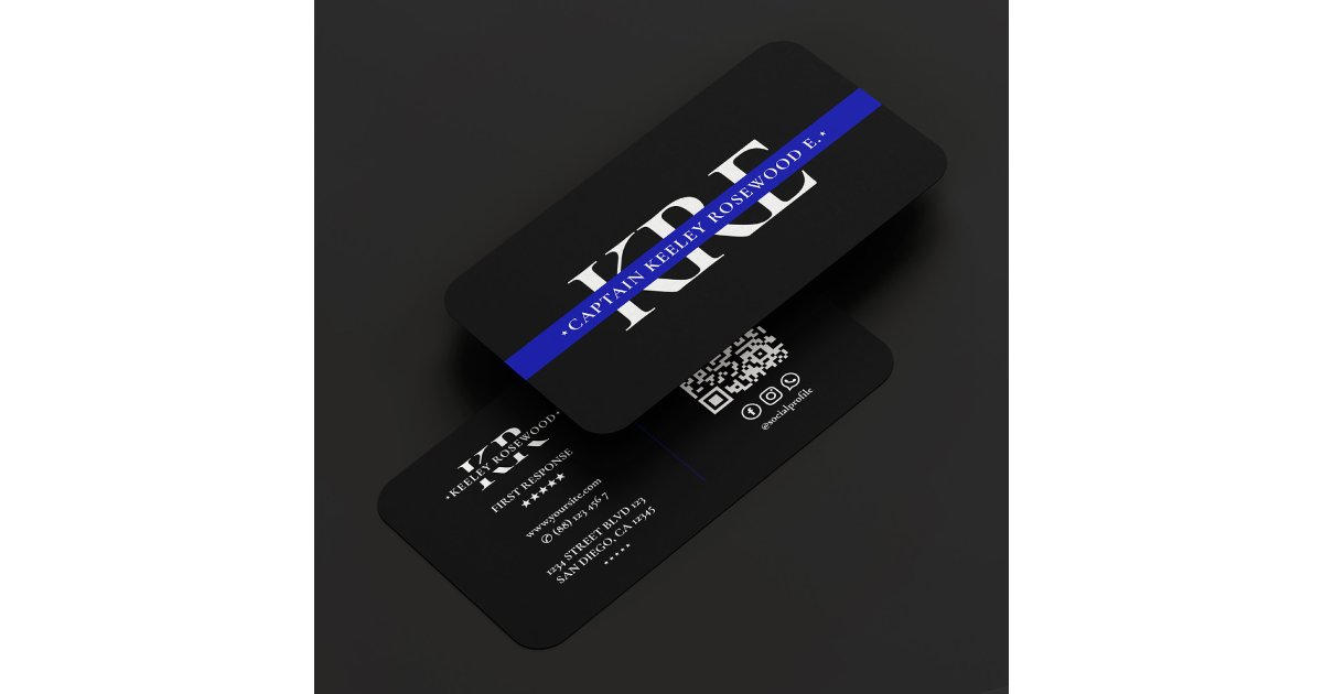 Thin Blue Line Law Police Officer Modern Business Card | Zazzle