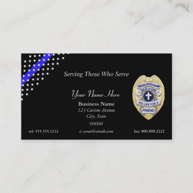 Thin Blue Line Police Chaplain Badge Business Card | Zazzle