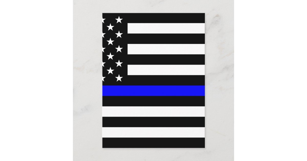 Thin Blue Line Police Officers Memorial Flag Postcard | Zazzle