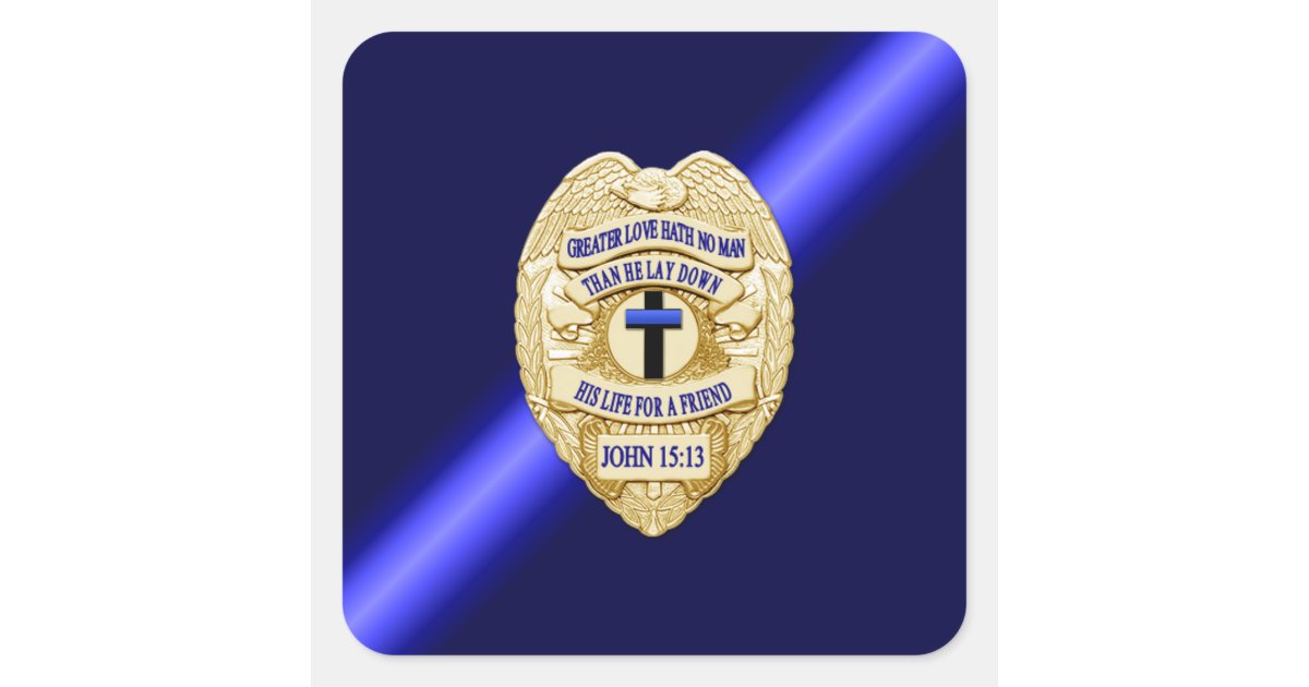 Thin Blue Line Square Sticker | Zazzle