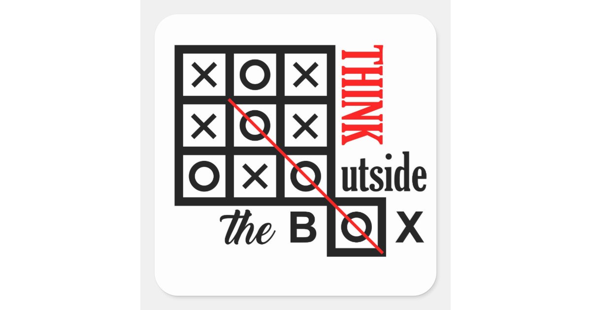 think outside box text message smart tic tac toe c square sticker | Zazzle