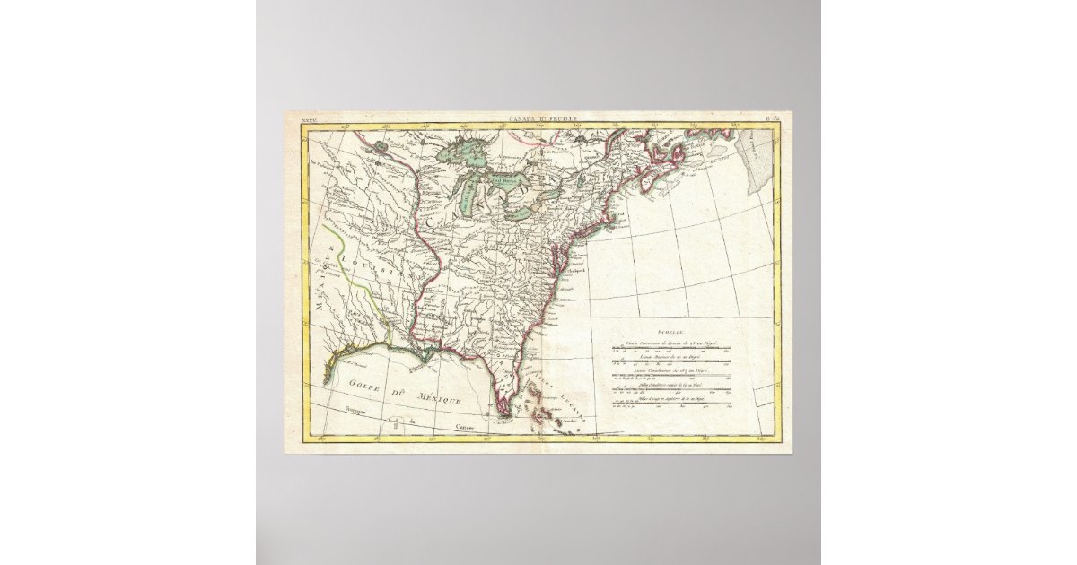 Thirteen Colonies Vintage Map (1776) Poster | Zazzle