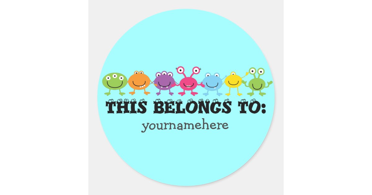 THIS BELONGS TO Cutesy Alien Stickers | Zazzle