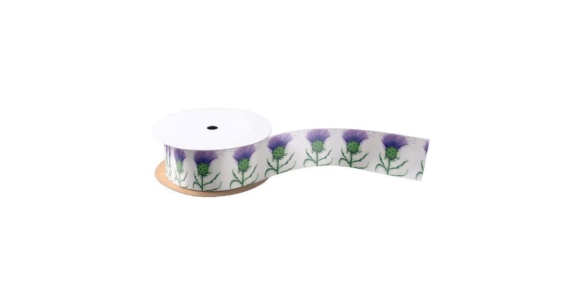 Thistle with a twist of tartan satin ribbon | Zazzle