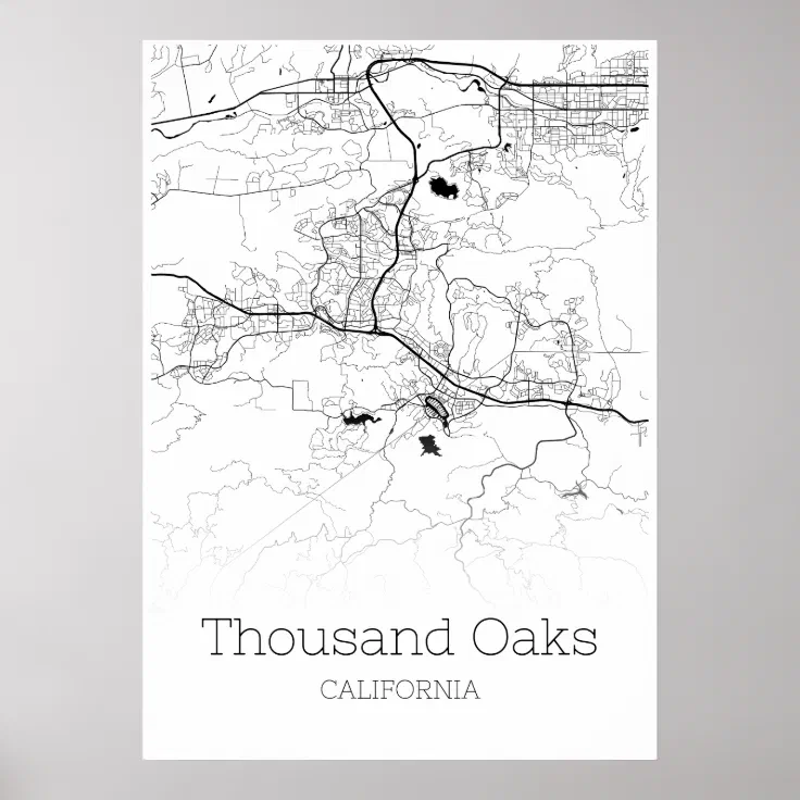 Thousand Oaks Map - California - City Map Poster | Zazzle