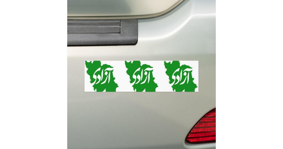 THREE Azadi (Freedom) Map of Iran Bumper Sticker | Zazzle
