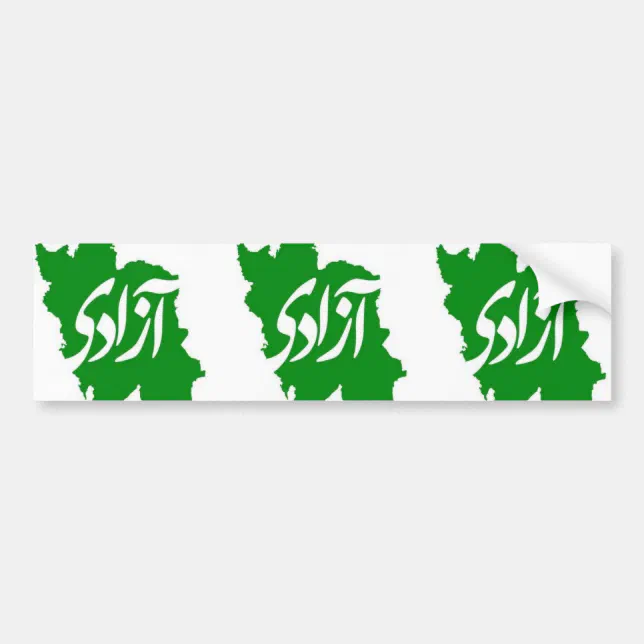 THREE Azadi (Freedom) Map of Iran Bumper Sticker | Zazzle