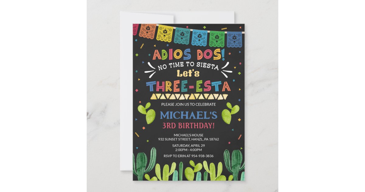 Three Esta Birthday Invitation | Zazzle