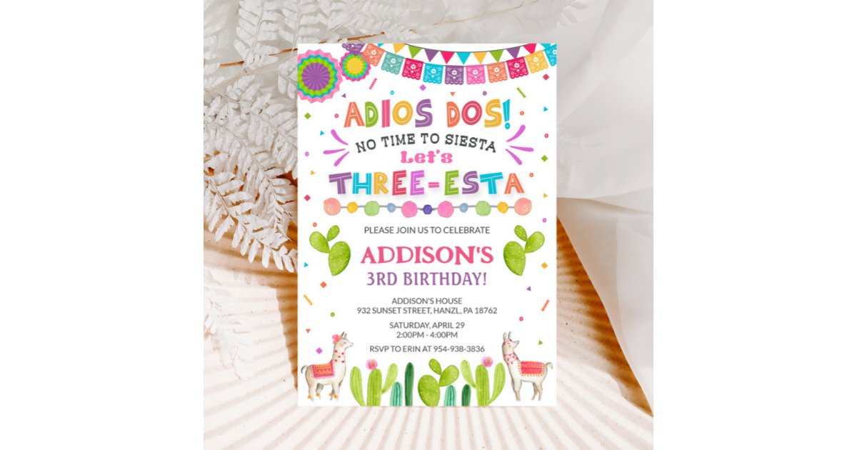Three Esta Birthday Invitation | Zazzle