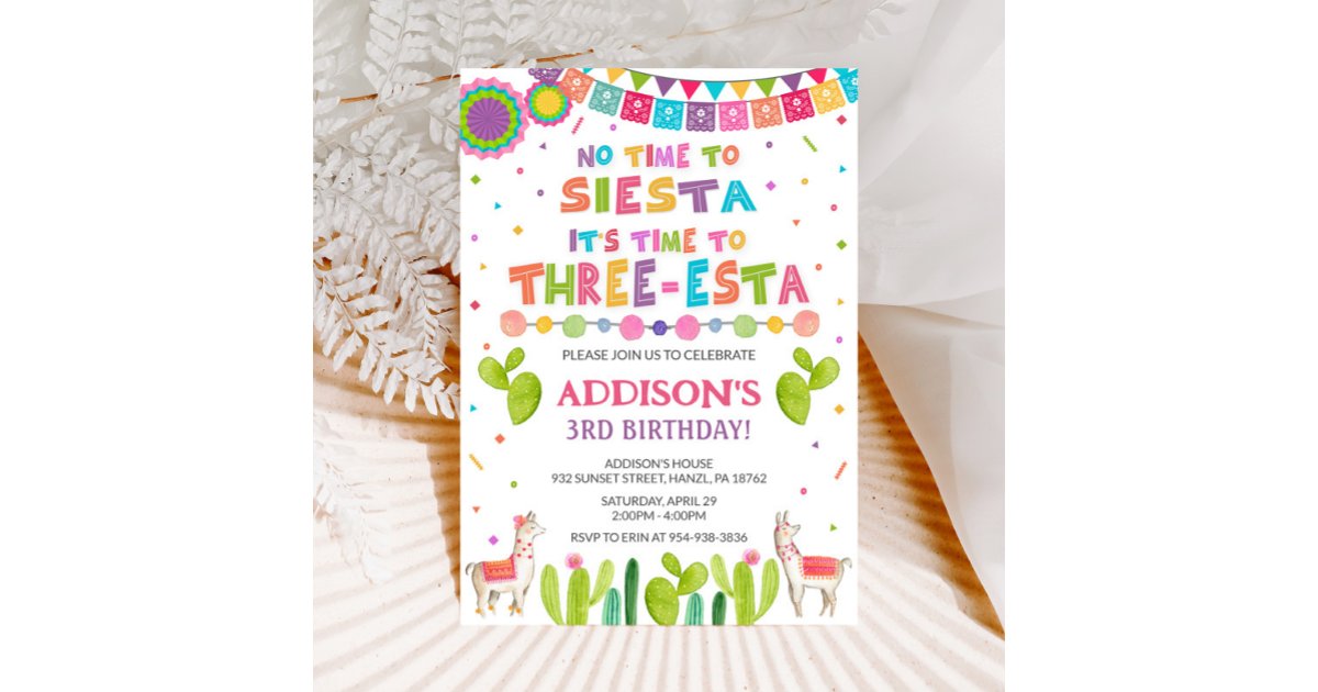Three Esta Birthday Invitation | Zazzle