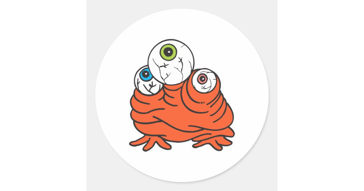 three eyeballs monster classic round sticker | Zazzle