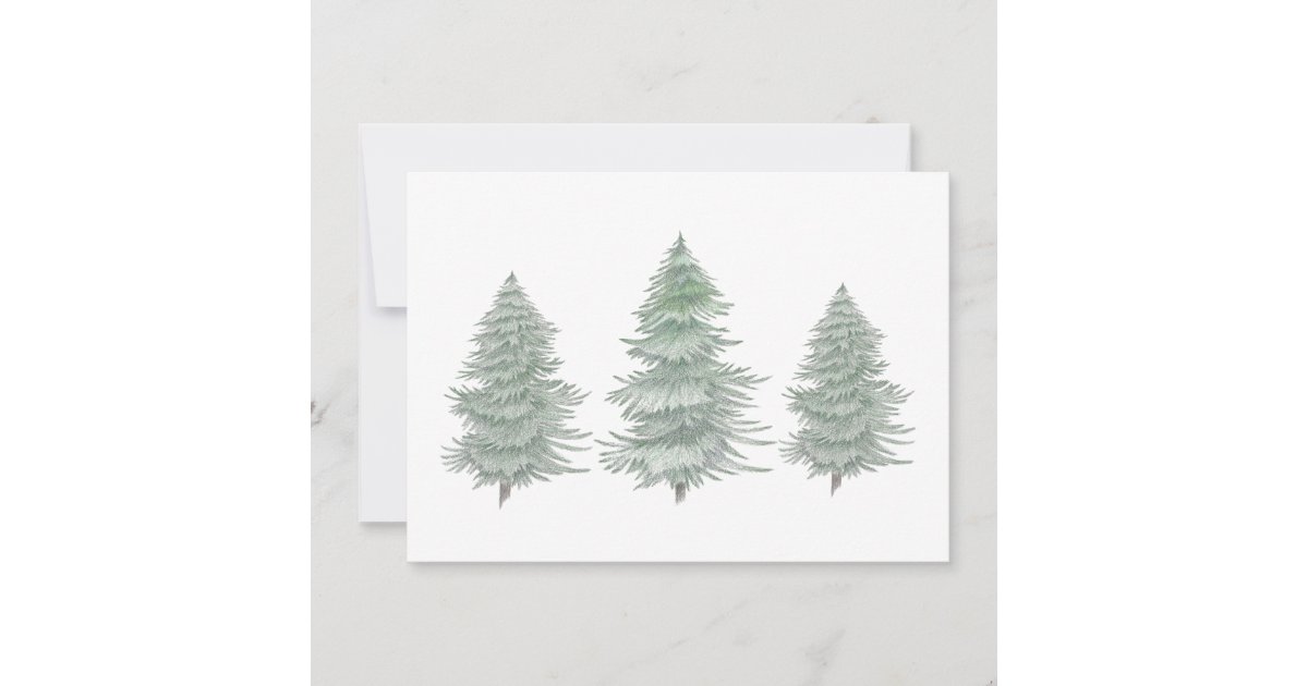 Three Hand Drawn Evergreen Trees Card | Zazzle