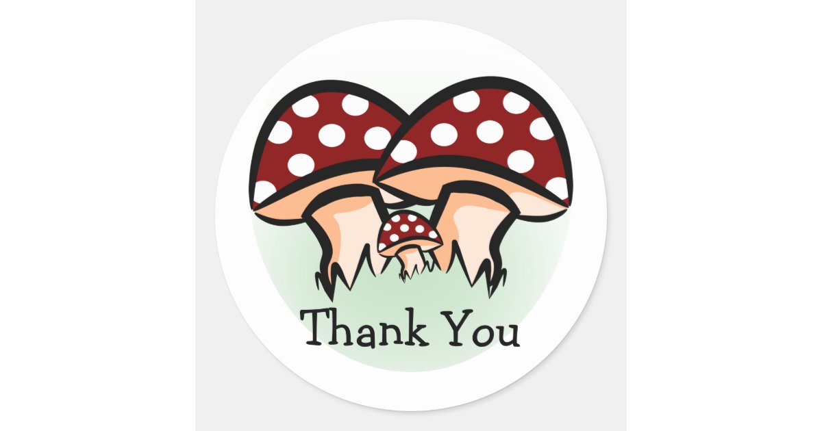 Three Mushrooms Thank You Classic Round Sticker | Zazzle