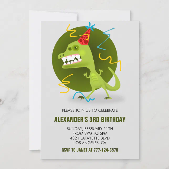Three rex birthday invitation dinosaur 3rd | Zazzle