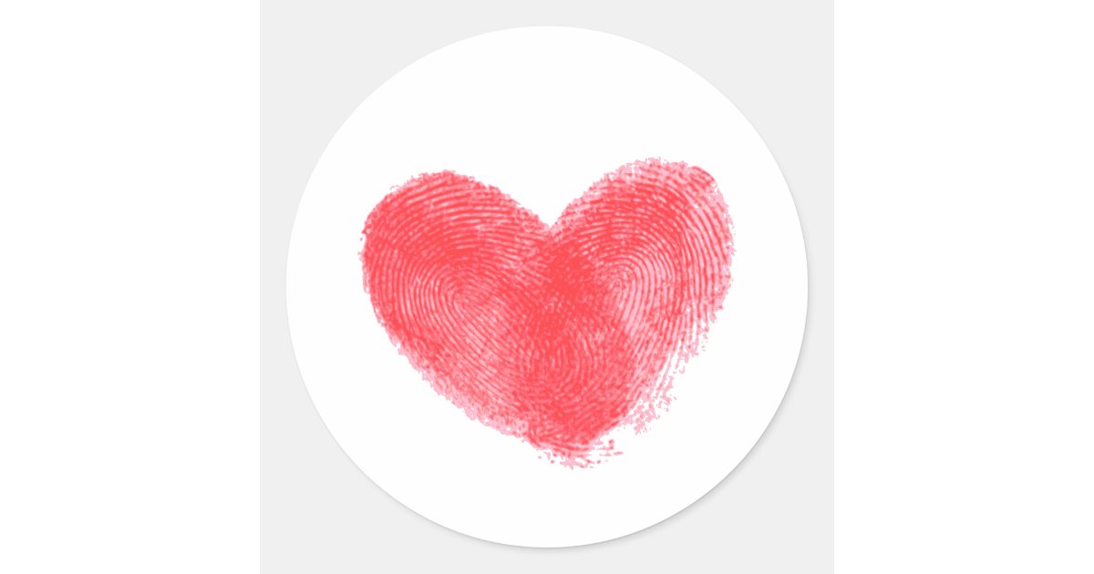 THUMBPRINT HEART CLASSIC ROUND STICKER | Zazzle