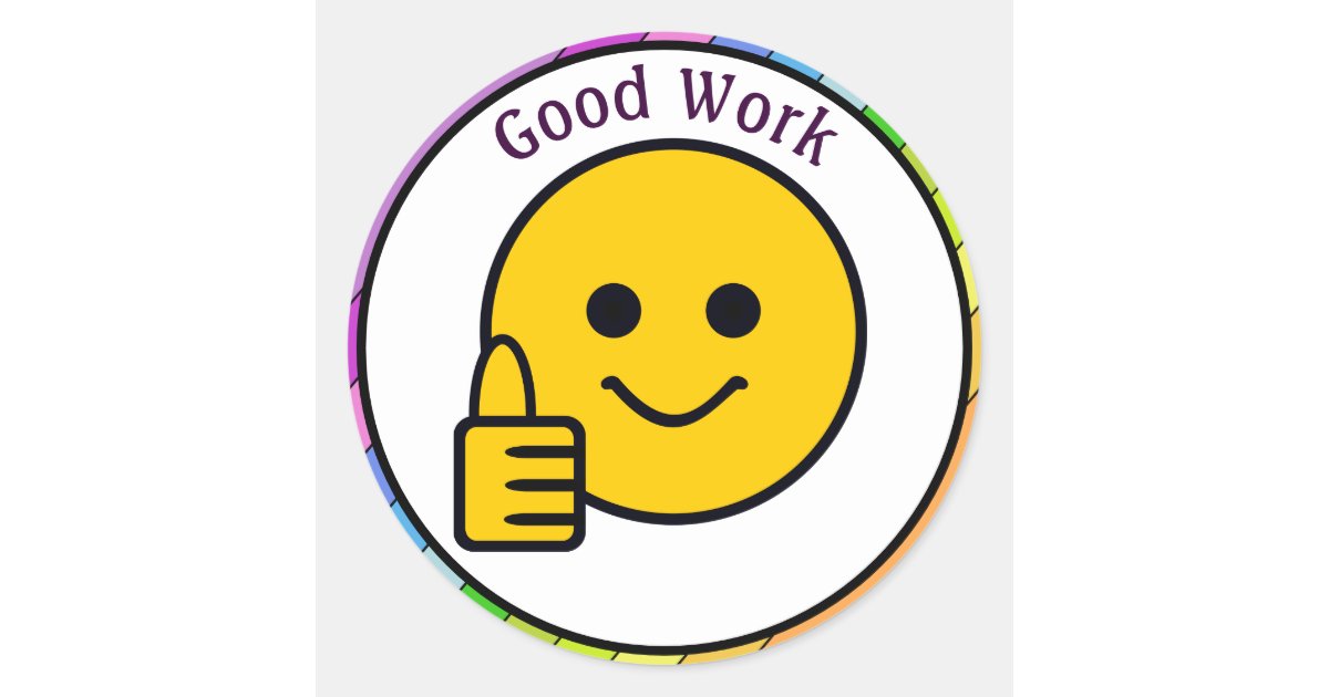 Thumbs Up Face Good Work Classic Round Sticker | Zazzle