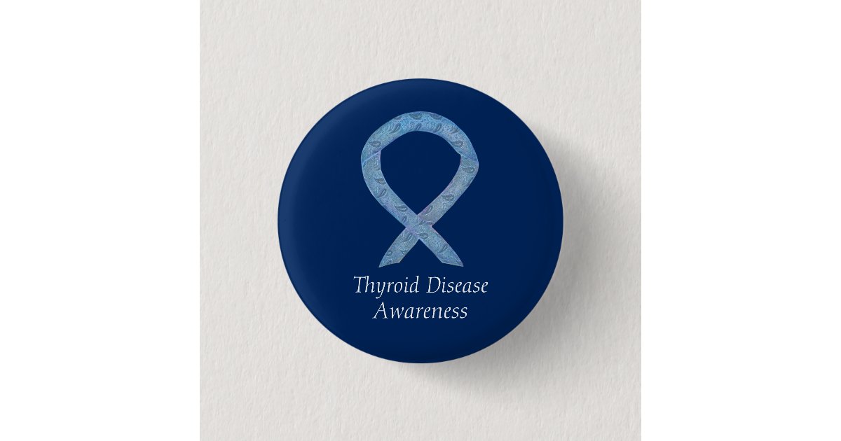 Thyroid Disease Awareness Paisley Ribbon Pin | Zazzle
