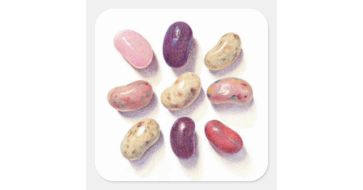 TIC TAC TOE JELLY BEANS Large Square Stickers | Zazzle