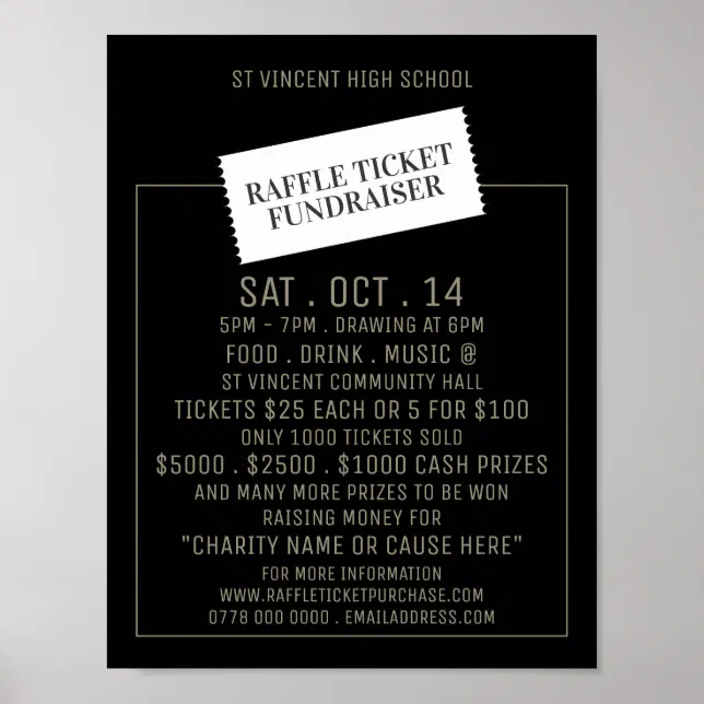 Ticket Design, Raffle Ticket Fundraiser Event Poster | Zazzle
