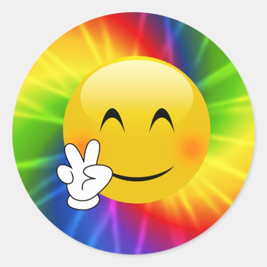 Tie-Dye Peace Sign Emoji Classic Round Sticker | Zazzle.co.uk