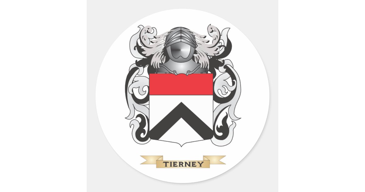 Tierney Family Crest (Coat of Arms) Classic Round Sticker | Zazzle